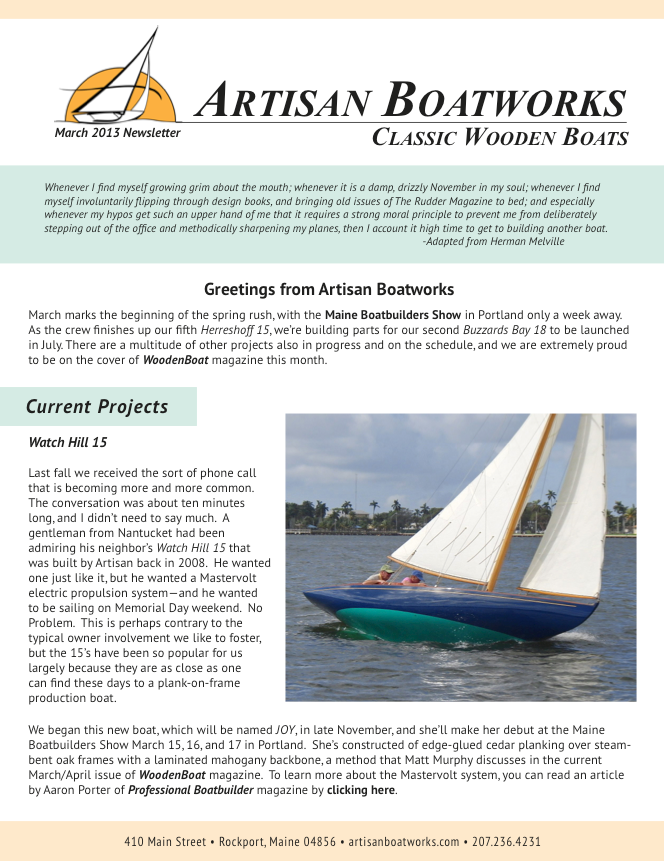 Newsletter - Artisan Boatworks